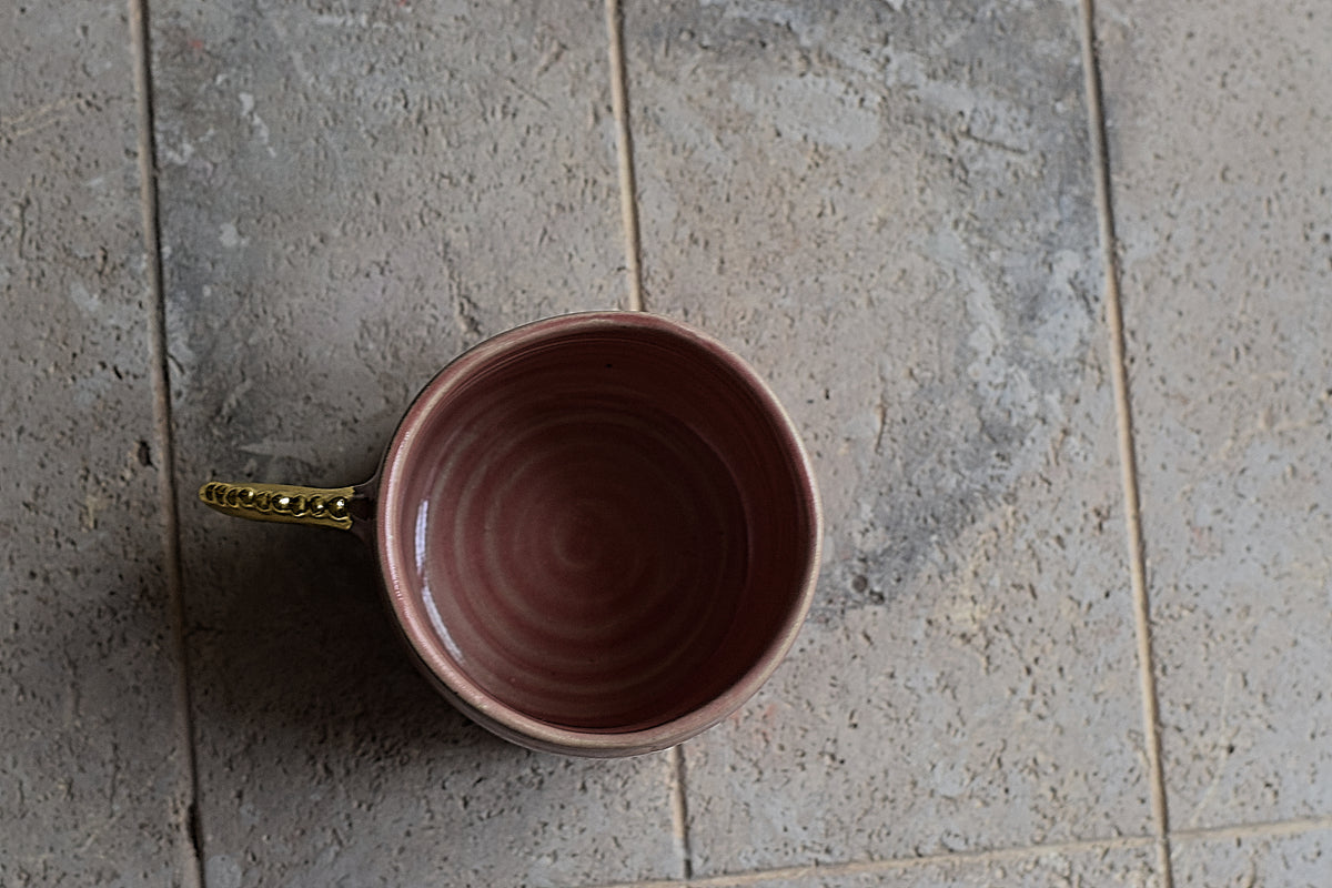 Pinched Blushed Pink Coffee Cup w/ pearl handle #2 // SOLD OUT – Terra Ceramics Prague