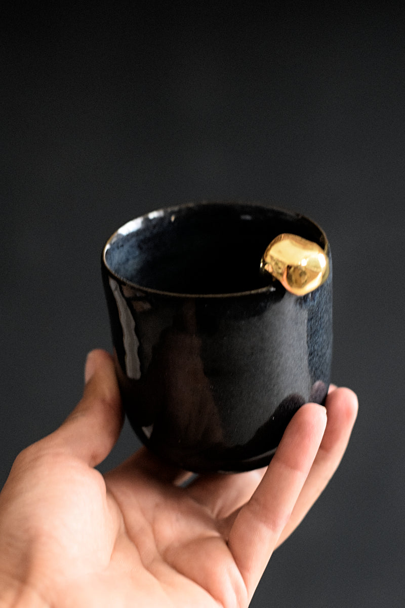 YURI // Midnight blue 200ml coffee cup w/ gold pearl – Terra Ceramics ...
